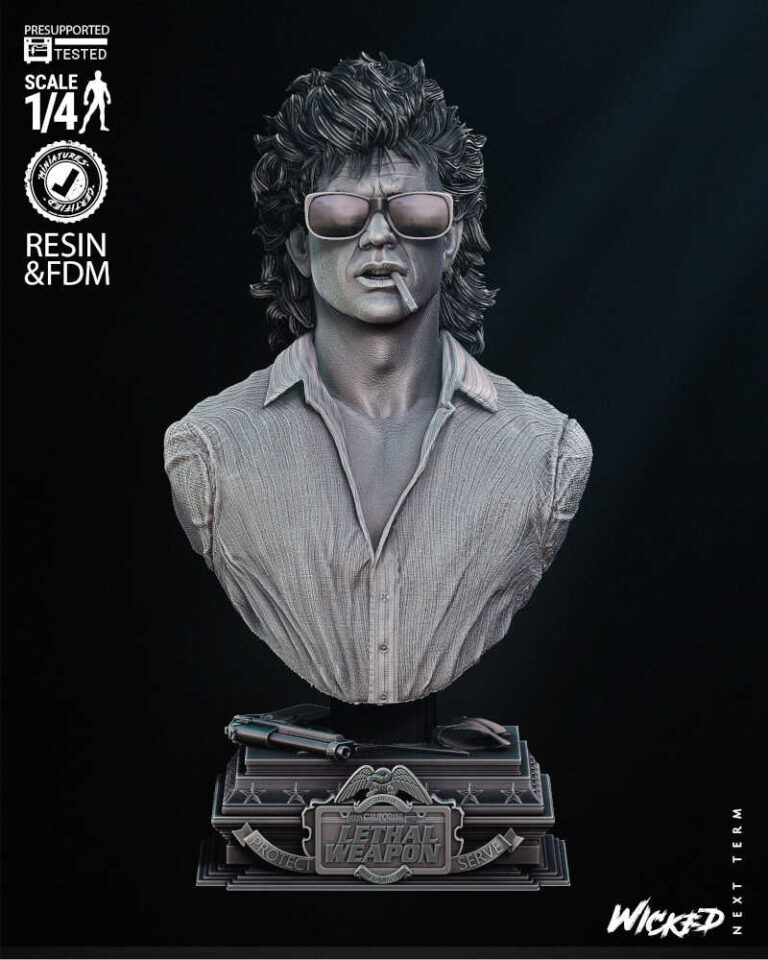 Riggs (Lethal Weapon) 3D Model Portrait Bust Wicked - Specter3D