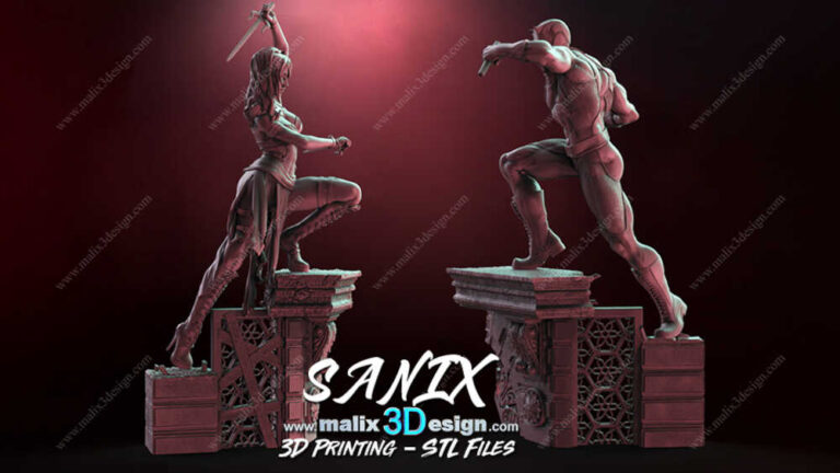 Elektra And Daredevil Diorama 3D Model Sanix 3D - Specter3D