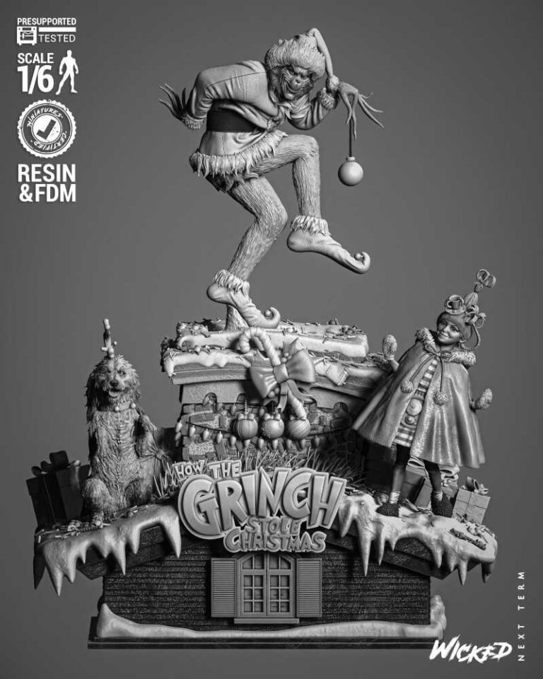 Grinch, Cindy and Dog Diorama 3D Model Figure Wicked - Specter3D